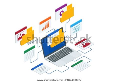 데이터베이스의 아이소메트릭 파일 문서 흐름 관리 스톡 일러스트 2189401855 Shutterstock