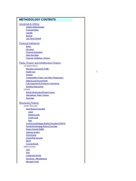 Rating Methodologies Pdf Asset Backed Security Securitization