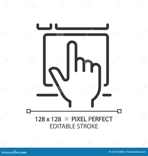 Hand With Touchpad Pixel Perfect Linear Icon Stock Vector Illustration Of Click Contour
