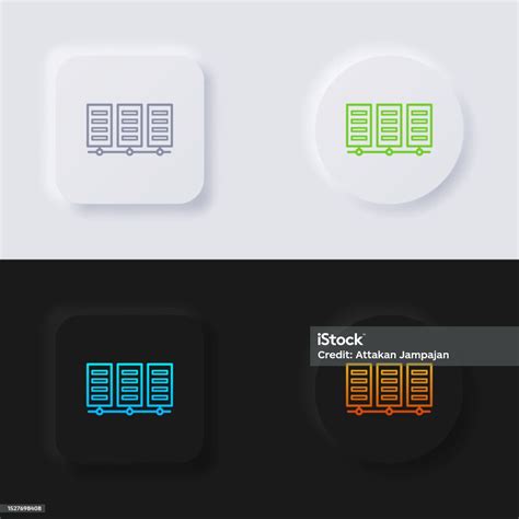 서버 아이콘 세트 웹 디자인 응용 프로그램 Ui 등을 위한 다색 Neumorphism 버튼 소프트 Ui 디자인 아이콘 세트 버튼 벡터 0명에 대한 스톡 벡터 아트 및 기타