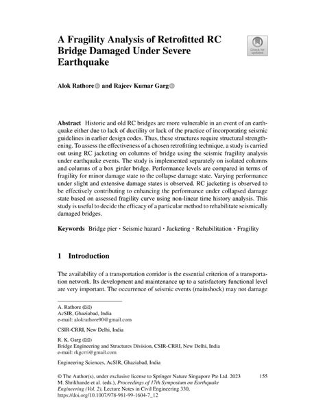 PDF A Fragility Analysis Of Retrofitted RC Bridge Damaged Under