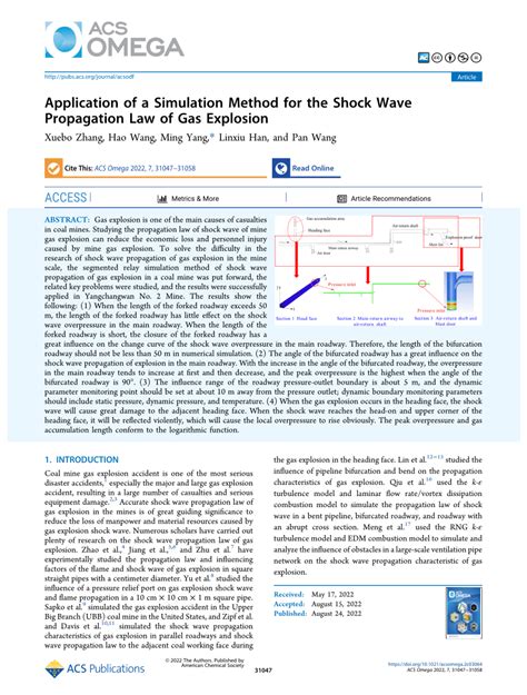 Pdf Application Of A Simulation Method For The Shock Wave Propagation Law Of Gas Explosion