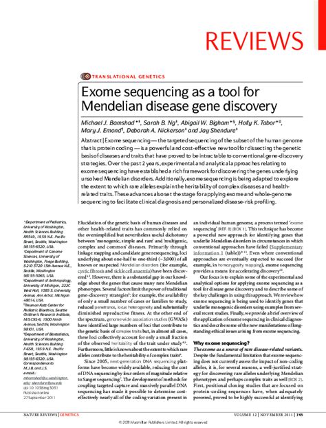 Pdf Exome Sequencing As A Tool For Mendelian Disease Gene Discovery