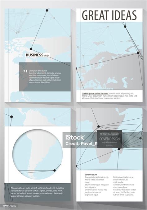 4 A 4 형식의 편집 레이아웃의 벡터 일러스트 레이 션 원 디자인 템플릿 안내 책자 잡지 전단지를 다룹니다 미래의 첨단 기술 배경 발굴 데이터 기술 개념 세계적인에 대한