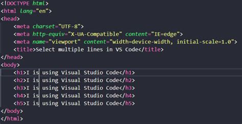 Selecting Multiple Lines In VS Code
