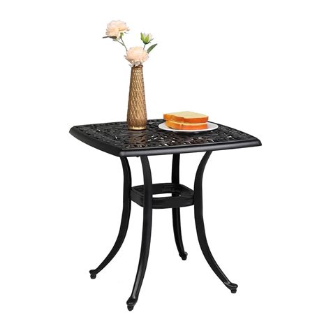 21” Cast Aluminum Outdoor Side Table Round Patio Coffee Table With Coated Surface
