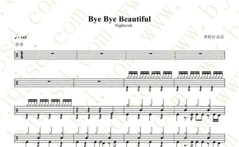 NightwishBye Bye beautiful鼓谱 架子鼓谱 打谱啦