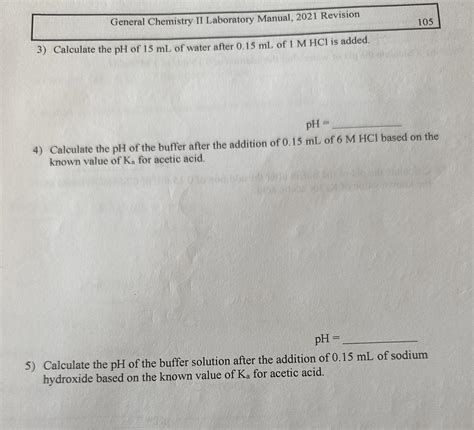 Solved Part Buffer Solution SHOW YOUR WORK FOR THE Chegg Com