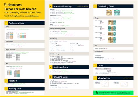 Python For Data Science Cheat Sheet Data Wrangling In Pandas Download Printable PDF