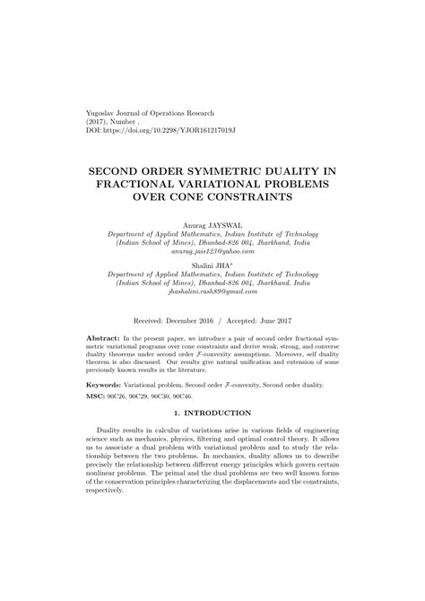 Pdf Second Order Symmetric Duality In Fractional Variational Problems