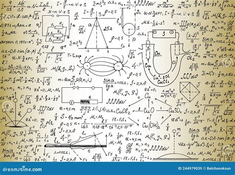 Vector Seamless Endless Mathematical Texture With Math And Physical Figures Plots And Formulas