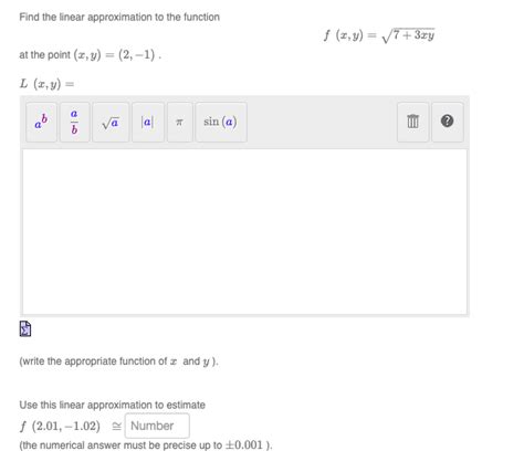 Solved Find The Linear Approximation To The Function F X Y Chegg