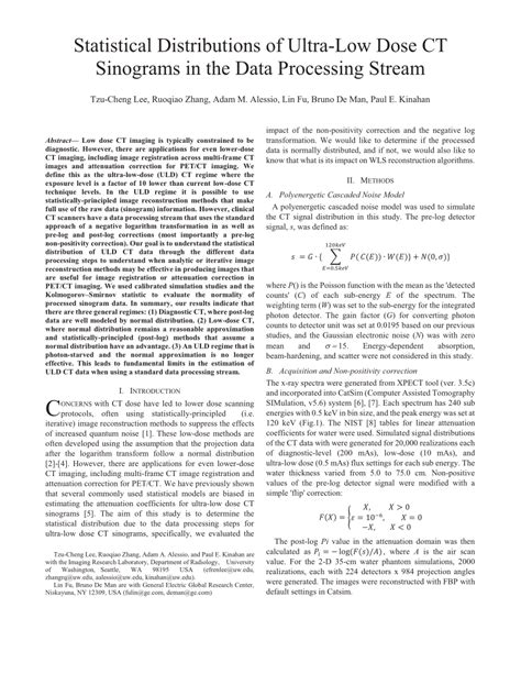 Pdf Statistical Distributions Of Ultra Low Dose Ct Sinograms In The Data Processing Stream