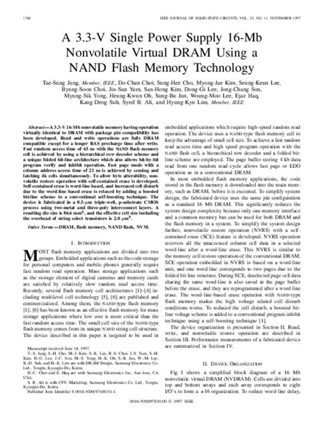 Pdf A 33 V Single Power Supply 16 Mb Nonvolatile Virtual Dram Using