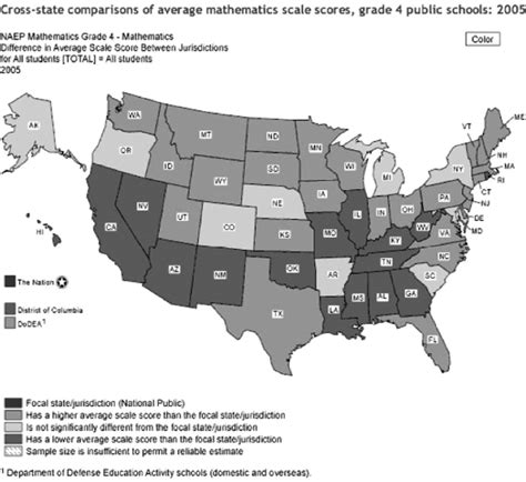 Naep Clickable State Comparison Map Scale Scores From The Naep