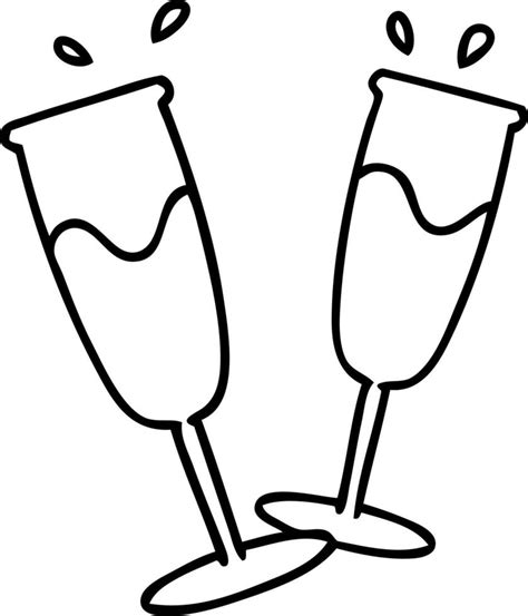 Line Doodle Of Two Champagne Glasses Raising A Toast 12550159 Vector
