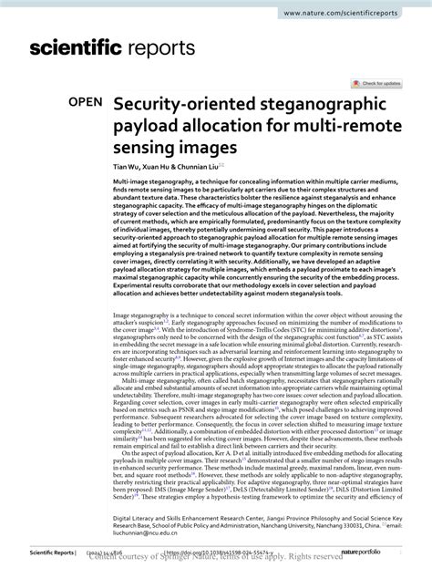 Pdf Security Oriented Steganographic Payload Allocation For Multi Remote Sensing Images