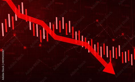 Stock Market Crash Red Abstract Background With Arrow Going Down