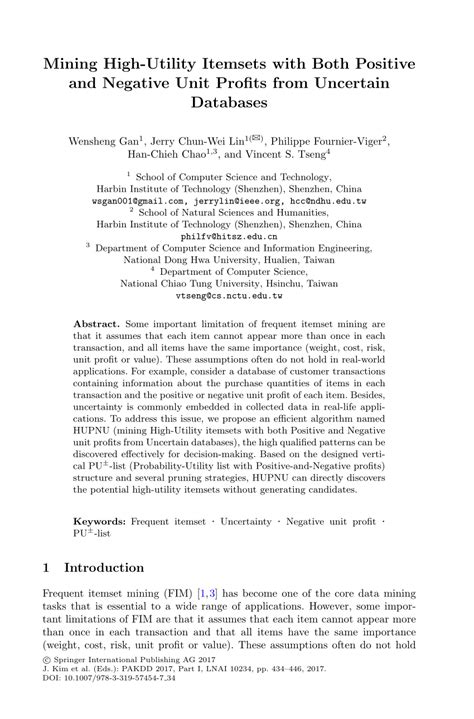 Pdf Mining High Utility Itemsets With Both Positive And Negative Unit Profits From Uncertain