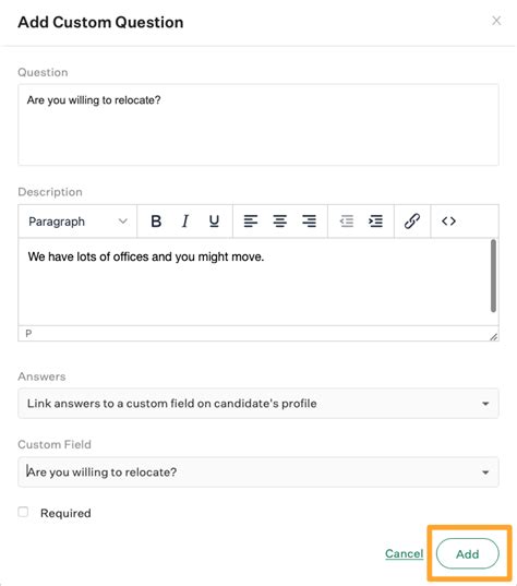 Link Custom Job Post Question To Custom Field On Candidate Profile