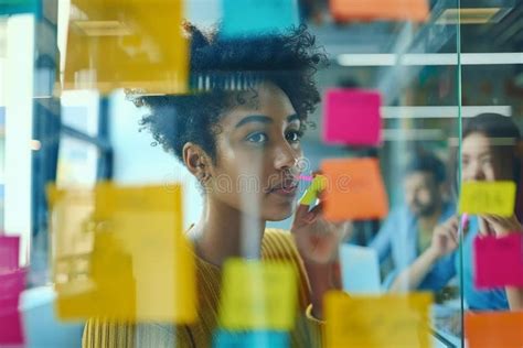 Team Brainstorming Colorful Sticky Notes Engaged Creative Discussion Collaboration Business