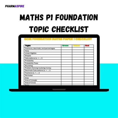 Aqa Gcse Maths Revision Checklist Foundation Paper 1 Etsy