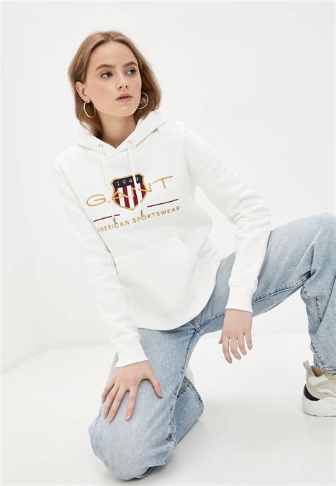Худи Gant, цвет: белый, RTLAAC250401 — купить в интернет-магазине Lamoda