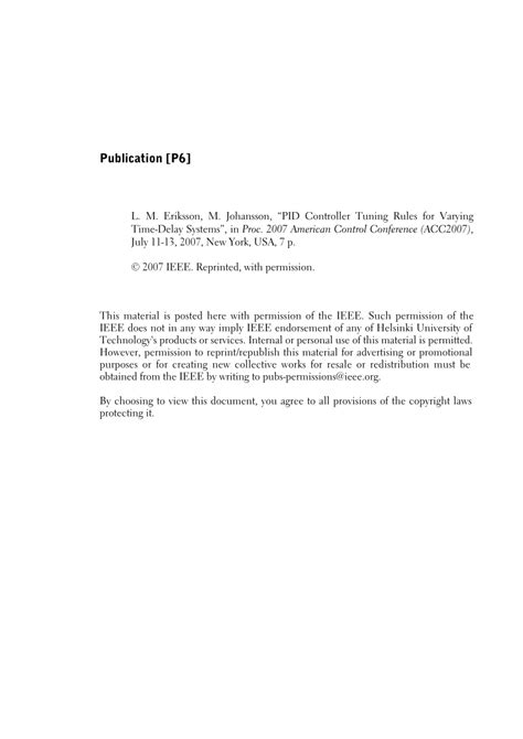 Pdf Pid Controller Tuning Rules For Varying Time Delay Systems