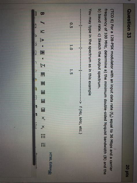 solved question 33 20 pts tco 6 for a 128 psk modulator