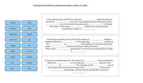Solved Complete The Following Statements About Cubic Unit Chegg