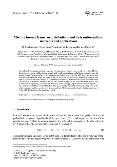 Pdf Mixture Inverse Gaussian Distributions And Its Transformations Moments And Applications