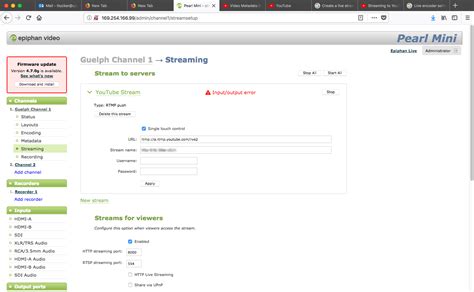 Input Output Error Streaming To YouTube Setup Kit Gear Epiphan Video