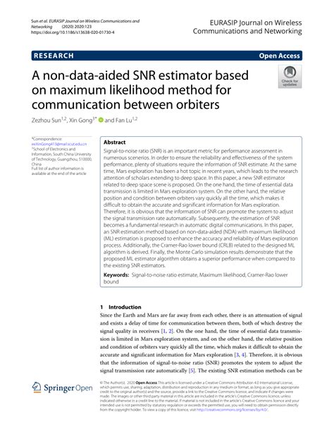 Pdf A Non Data Aided Snr Estimator Based On Maximum Likelihood Method