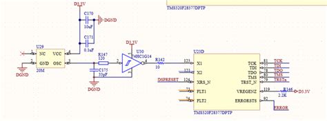 Tms320f28377d 新做了一块以377d为核心的板子，当上电以后，发现复位管脚产生方波，同时仿真器用的是xds100v3，当用仿真器