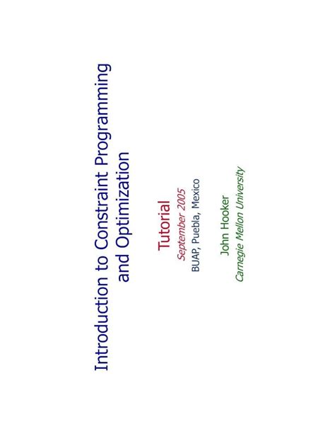 Pdf Tutorial Jnhbuappdfintroduction To Constraint Programming And