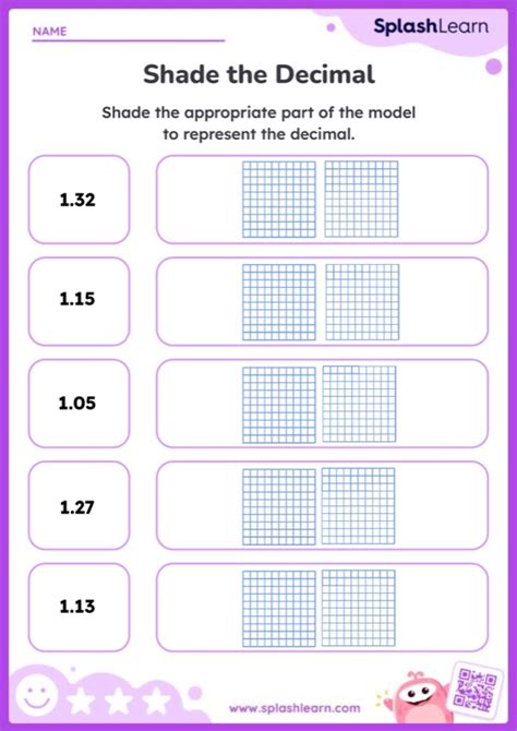 Shade Hundredths Greater Than 1 Worksheet
