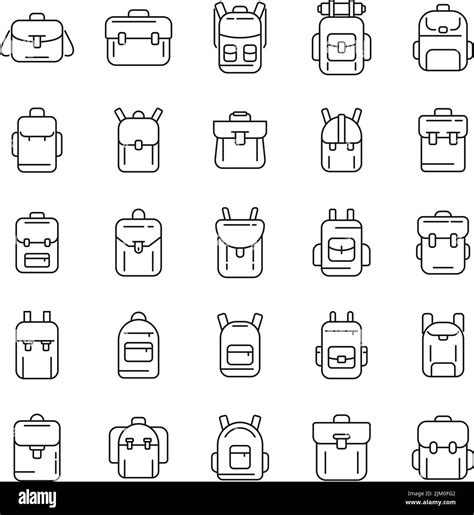 Backpack And Bags Outline Icons Vector Set Stock Vector Image And Art Alamy