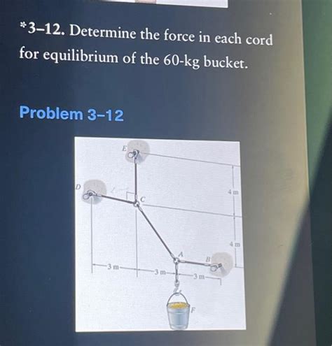 Solved 3 12 Determine The Force In Each Cord For Chegg
