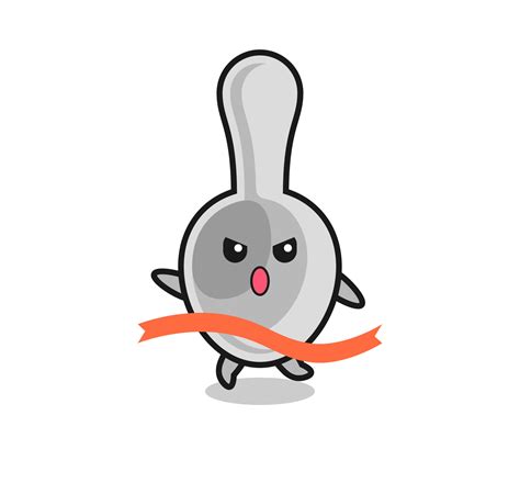 Cute Spoon Illustration Is Reaching The Finish 12034301 Vector Art At Vecteezy