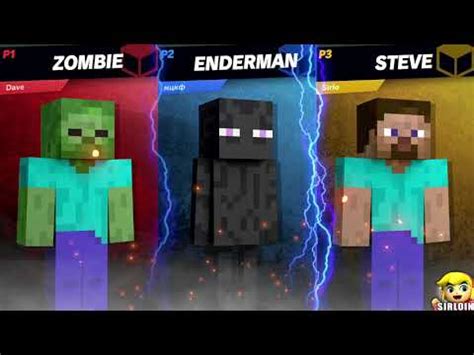 Steve Zombie And Enderman In Super Smash Bros Ultimate Youtube