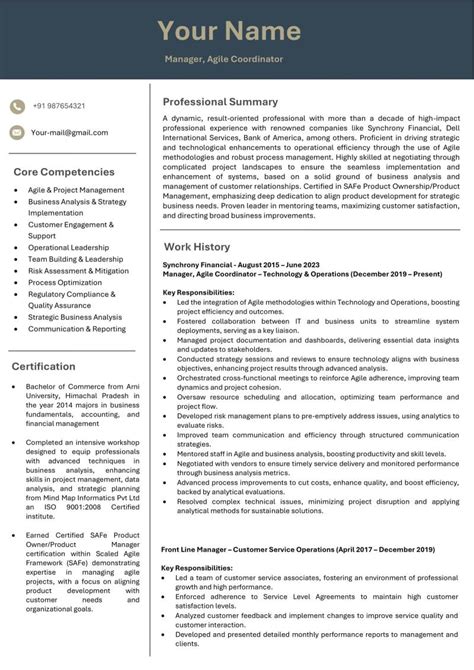 Agile Project Manager Resume Sample Sripani Kodhamagundla