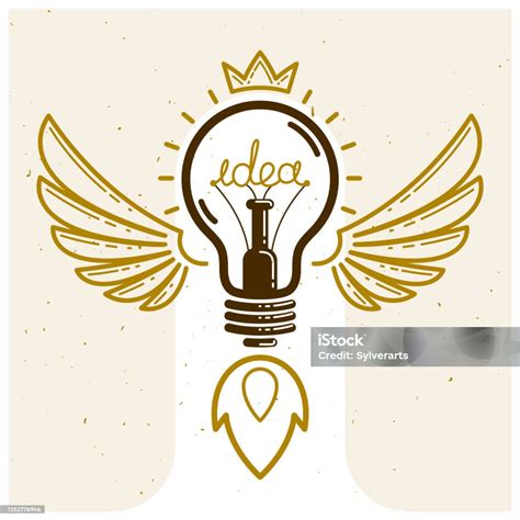 로켓 벡터 선형 로고 또는 아이콘 창조적 인 아이디어 시작 과학 발명 또는 연구 전구 새로운 비즈니스 시작처럼 발사 날개와