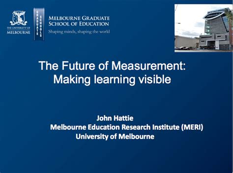 Hattie Lecture About Visible Learning And The Future Of Measurement Making Learning Visible