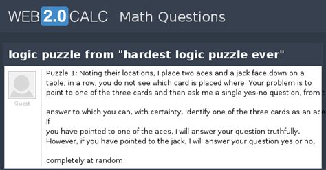 View Question Logic Puzzle From Hardest Logic Puzzle Ever