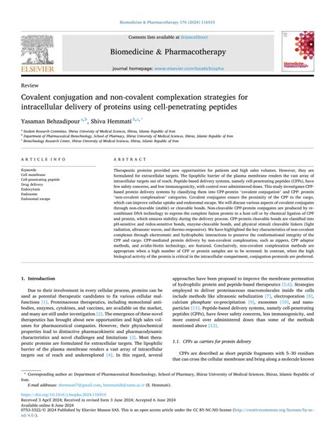 Pdf Covalent Conjugation And Non Covalent Complexation Strategies For Intracellular Delivery