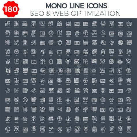 Thin Line Icons Set Of Search Engine Optimization Stock Illustration