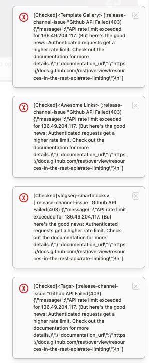 Plugin Updates Rate Limited By Github Issue Logseq Logseq GitHub