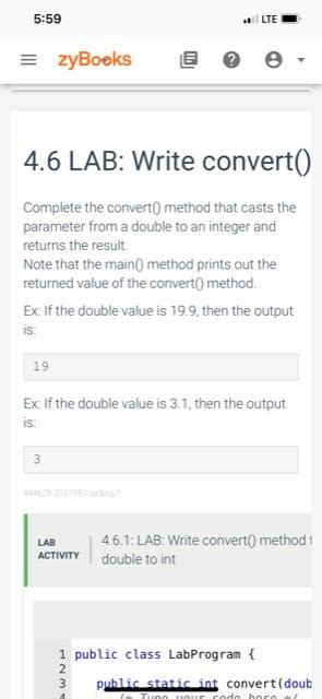 Solved Complete The Convert Method That Casts The Chegg