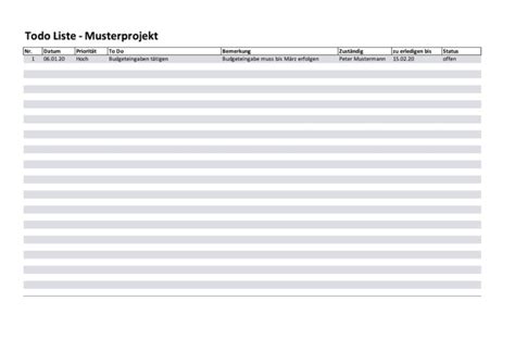 To Do Liste Vorlage Gratis Pendenzenliste Word Excel