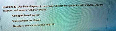 SOLVED Problem 33 Use Euler Diagrams To Determine Whether The Argument Is Valid Or Invalid